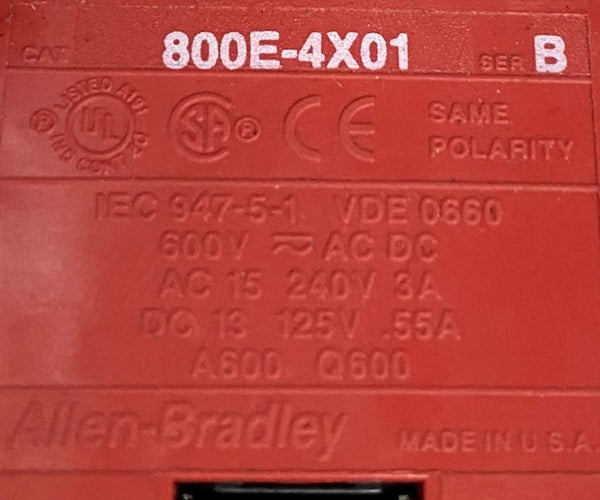 Allen-Bradley 800E-4X01 Red Momentary Push Button Series B