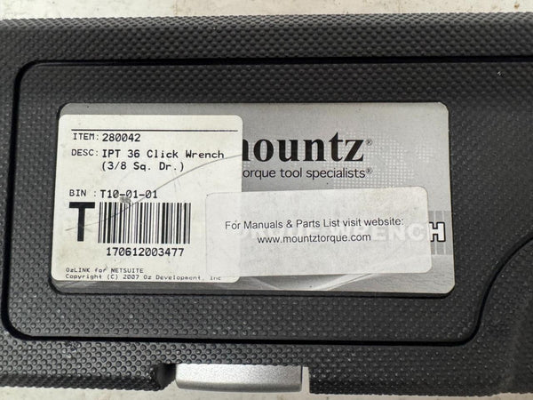 Mountz 280042 IPT36 Preset Torque Wrench 10-50 N-m Torque Range 3/8" D