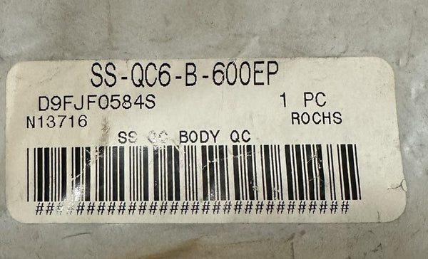 Swagelok SS-QC6-B-600EP Quick-Connect Body 3/8" Tube Fitting Stainless