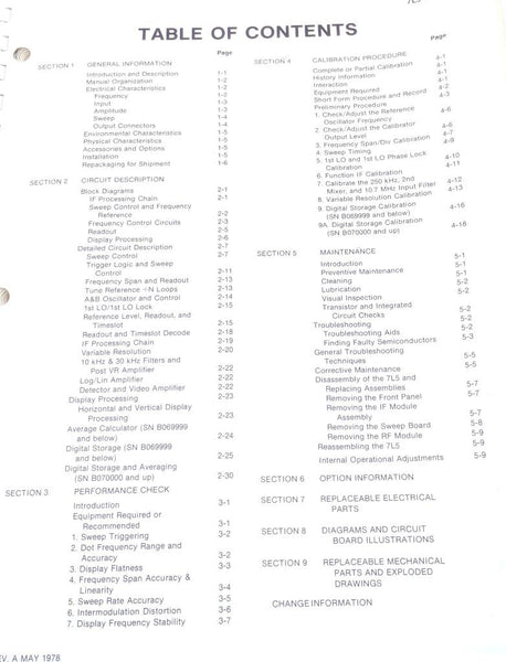 Tektronix 7l5 Spectrum Analyzer Service Instruction Manual Surplus Select