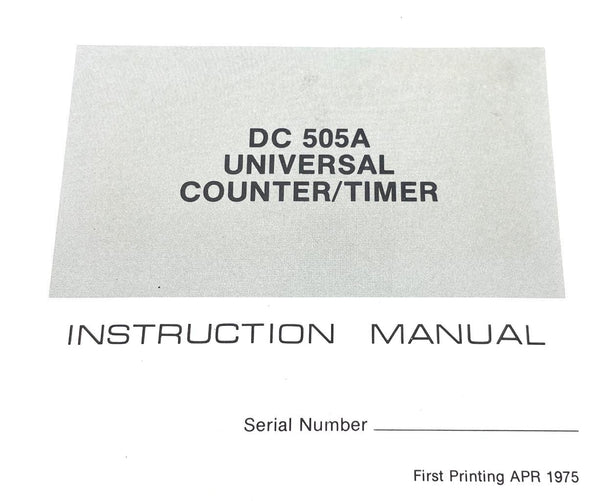 Tektronix Dc 505a Universal Counter Timer Instruction Manual