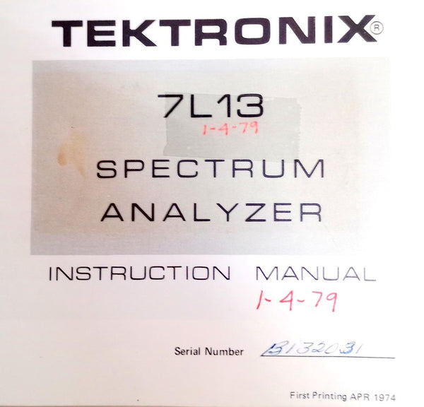 Tektronix 7l13 Spectrum Analyzer Instruction Manual