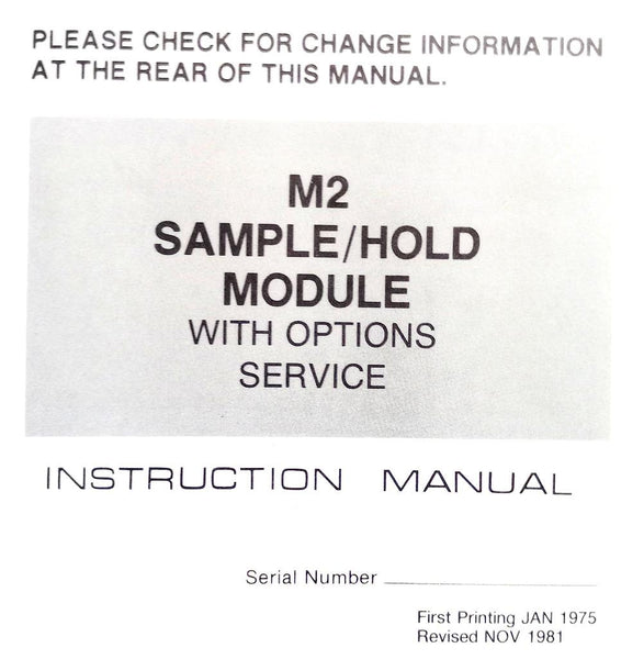 Tektronix M2 Sample / Hold Module With Options Service Instruction Man