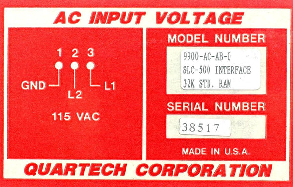 Quartech 9900-AC-AB-0 Operator Interface Terminal 115VAC – Surplus Select