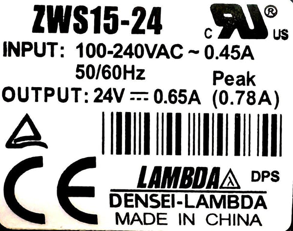 Densei-Lambda ZWS15-24 Power Supply Board 100-240VAC ~ 0.45A, 50/60Hz