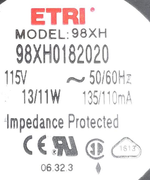 Etri 98XH Fan 98XH0182020 115V 135-110mA