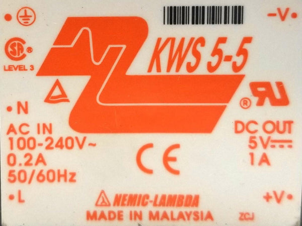 Nemic-Lambda KWS 5-5 Power Module Level 3 In 100-240VAC 0.2A 50-60Hz O – Surplus Select