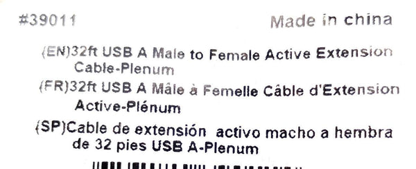 C2G 39011 32 Ft. USB A Male To Female Active Plenum Extension Cable