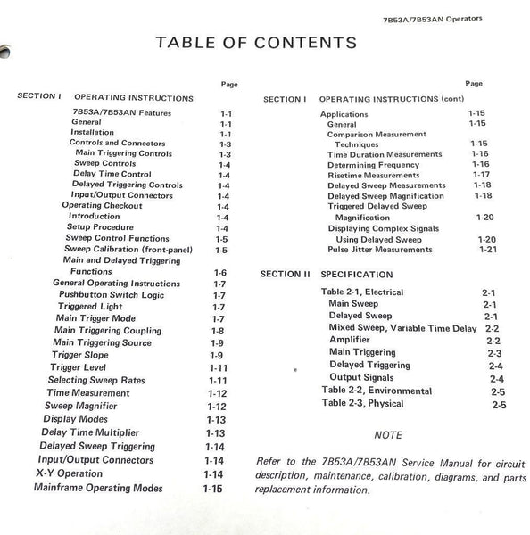 Tektronix 7B53/7B53AN Dual Time Base Operators Instruction Manual