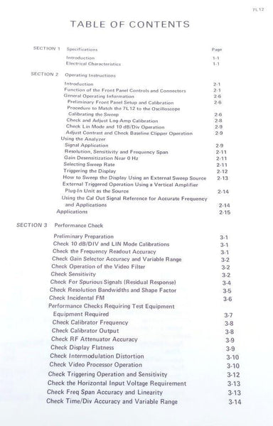 Tektronix 7l12 Spectrum Analyzer Instruction Manual