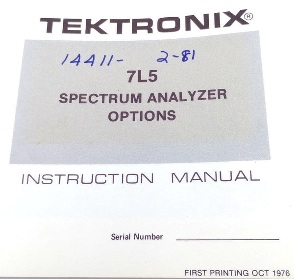 Tektronix 7l5 Spectrum Analyzer Options Instruction Manual
