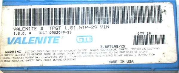 Lot of 10 New Valenite Indexable Carbide Milling Inserts TPGT 1.81.51P – Surplus Select