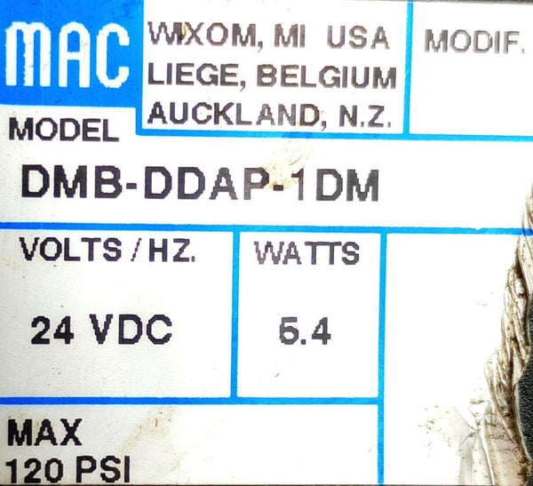 MAC 92B-AAB-000-DM-DDAP-1DM Solenoid Valve Assembly 24VDC 5.4W Coil 20