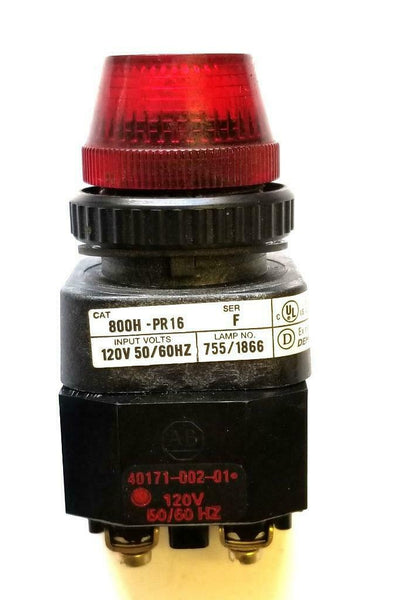 Allen-Bradley 800H-PR16 Red Illuminated Pilot Light W/ 40171-002-01 Tr