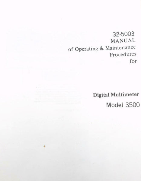 Data Precision Model 3500 Digital Multimeter Operating & Maintenance M