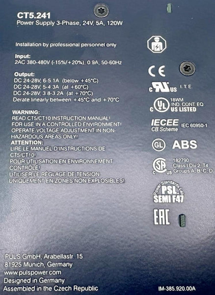 PULS CT5.241 Power Supply 3Phase