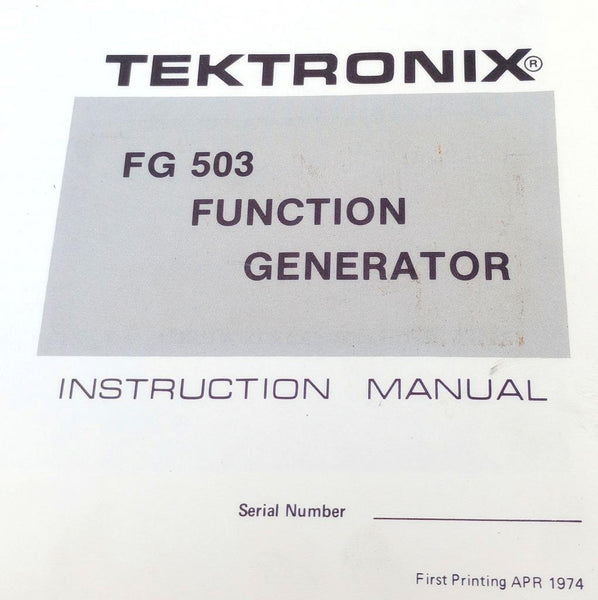 Tektronixfg 503 Function Generator Instruction Manual