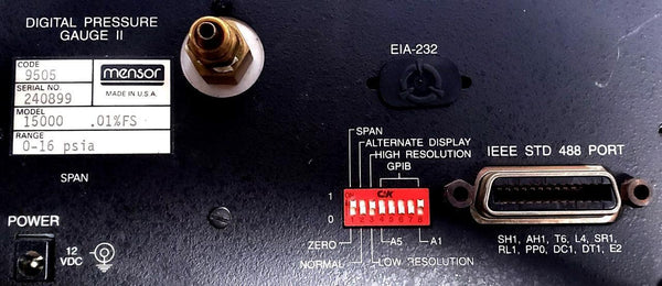 Mensor Model 15000 Digital Pressure Gauge DPG II 28-31inHg 0.01%FS 0-1
