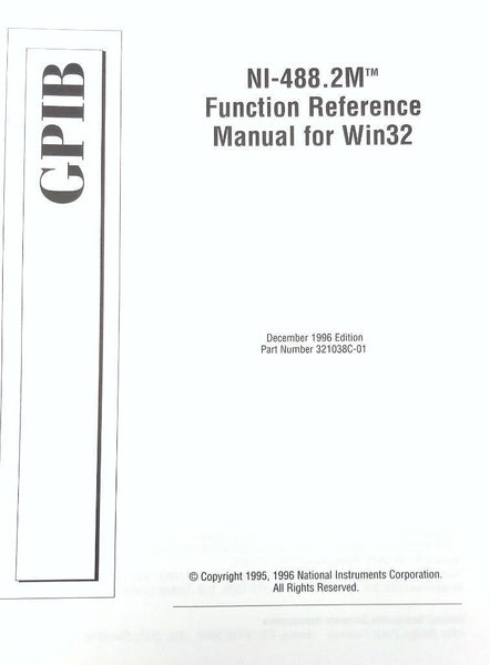 National Instruments GPIB NI-488.2M Function Reference Manual For Win3