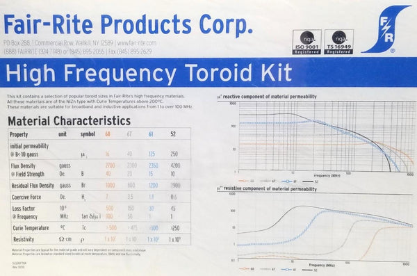 Fair-Rite High Frequency Toroid Kit 32pc