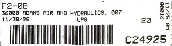 3600 Adams Air and Hydraulics F2-0B Valve Repair Kit F2-08 C24925 007