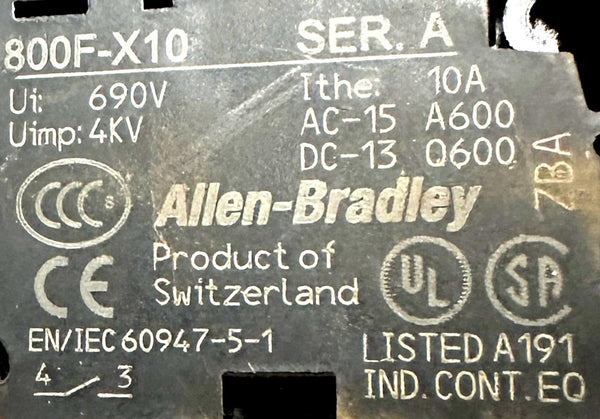 Allen-Bradley 800F-X10 Three Contact Blocks W/ Toggle Selector Switch ...