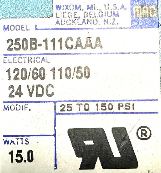 MAC 58C-33-111CA Solenoid Valve 150VAC W/ 250B-111CAAA 24VDC 25-150psi