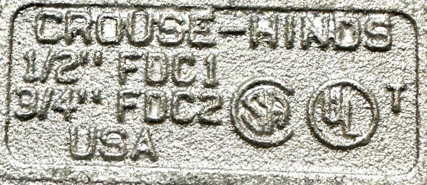 Crouse-Hinds FDC1 FDC2 Single Gang Device Body 1/2" - 3/4" W/ Switch C
