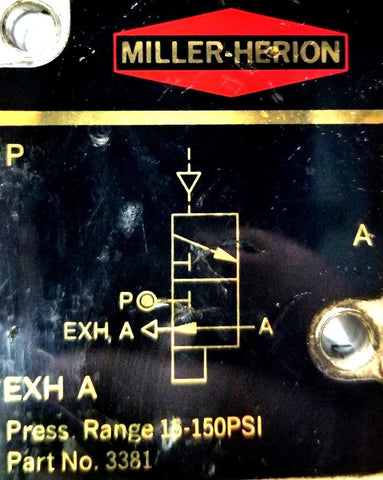 Miller-Herion 3381 Pneumatic Control Valve 15-150psi EXH A
