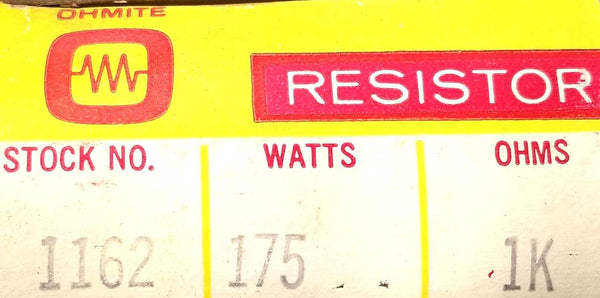 OHMITE 210-175P-46 Vitreous Enamled Resistor 1162 175W 1K OHMS