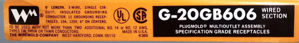 Wiremold G-20GB606 PlugMold Multioutlet Raceway Assembly 6' Length 3-W ...