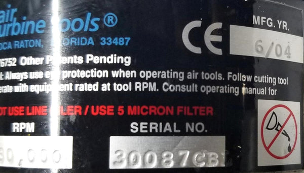 Air Turbine Tool 310RXSV Router 30000rpm W/ Porter Cable 6931 Router B ...