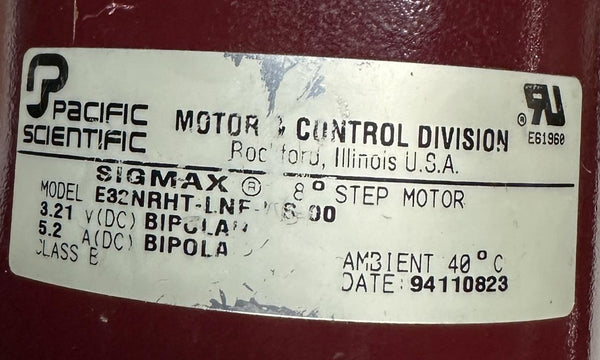 Pacific Scientific E32NRHT-LNF-NS-00 Sigmax Stepper Motor 3.21VDC 5.2A