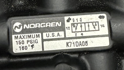 Norgren K71DA00 Pneumatic Control Valve w/ Handle 150 PSIG 160°F