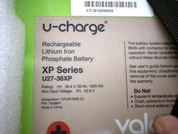 Valence U-Charge U27-36XP 36V Lithium Ion Battery 38.4V 50 AH XP Series ...