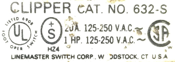 Clipper 632-S Foot Pedal 20A 1HP HZ4 125-250VAC