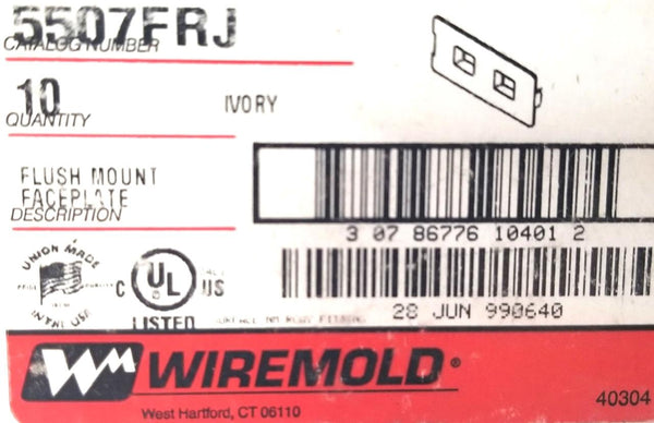 Wiremold 5507FRJ Flush Mount Faceplate Ivory (Lot of 10)