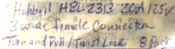 Hubbell HBL2313 Twist Lock Connector 3 Wire Female 20A 125V (Lot of 8 ...