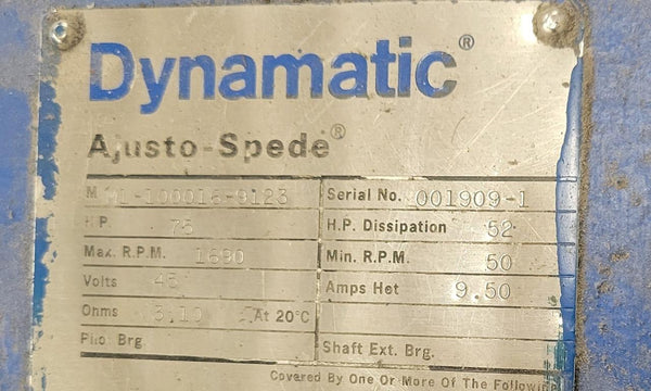 Eaton Dynamatic Adjusto Spede M1-100016 w/ 75 HP Motor Unit 230/460V 3