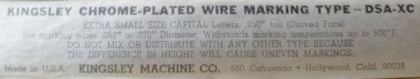 Kingsley DSA-XC Chrome-Plated Wire Marking Type 0.050" Tall (Box of 5 ...