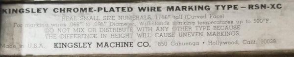 Kingsley RSN-XC Chrome-Plated Wire Marking Type 1/16" Tall (Box of 8)