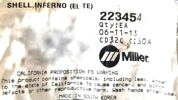 Miller 223454 Helmet Shell Inferno CD32C CI30A