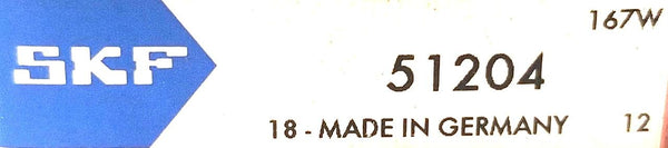 SKF 51204 Ball Bearing 20mm Bore x 40mm OD x 14mm Width