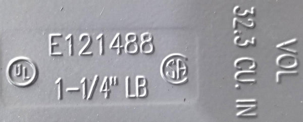 Cooper Crouse-Hinds LB45MT Conduit Body E121488 1-1/4" (Box of 2) W/ C