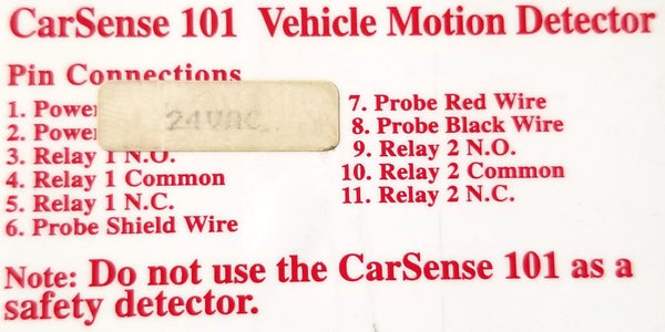 CarSense 101 Vehicle Motion Detector W/ Idec SR3P-05 Base