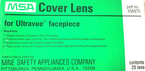 MSA 456975 Cover Lens (Box of 25 Lenses) For Ultravue Facepiece