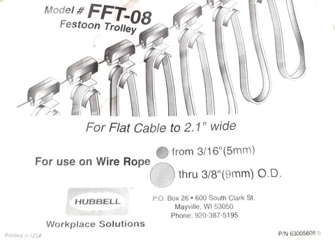 Hubbell Gleason FFT-08 Festoon Trolley Max Load 15lbs – Surplus Select