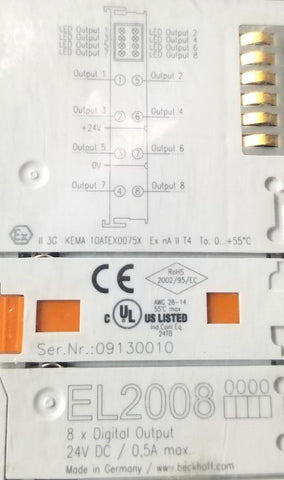 Beckhoff EL2008 Digital Output 8 Channel 24VDC 0.5A Max | Surplus Select