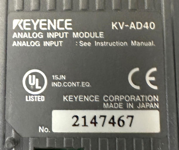 Keyence KV-AD40 Analog Input Module 4 Channel 24VDC 110MA | Surplus Select