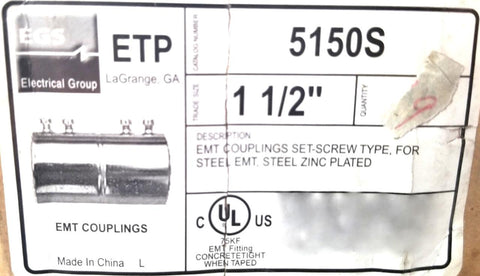 ETP 5150S EMT Set-Screw Couplings 1-1/2" (Box of 9)